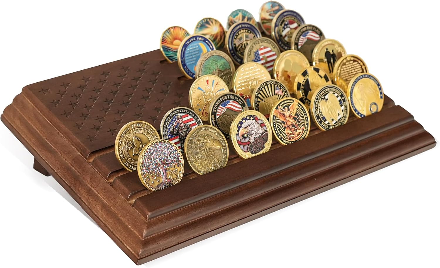 Amazon.com: Challenge Coin Display Solid Wood Coin Stand Holds 33 Coins ...