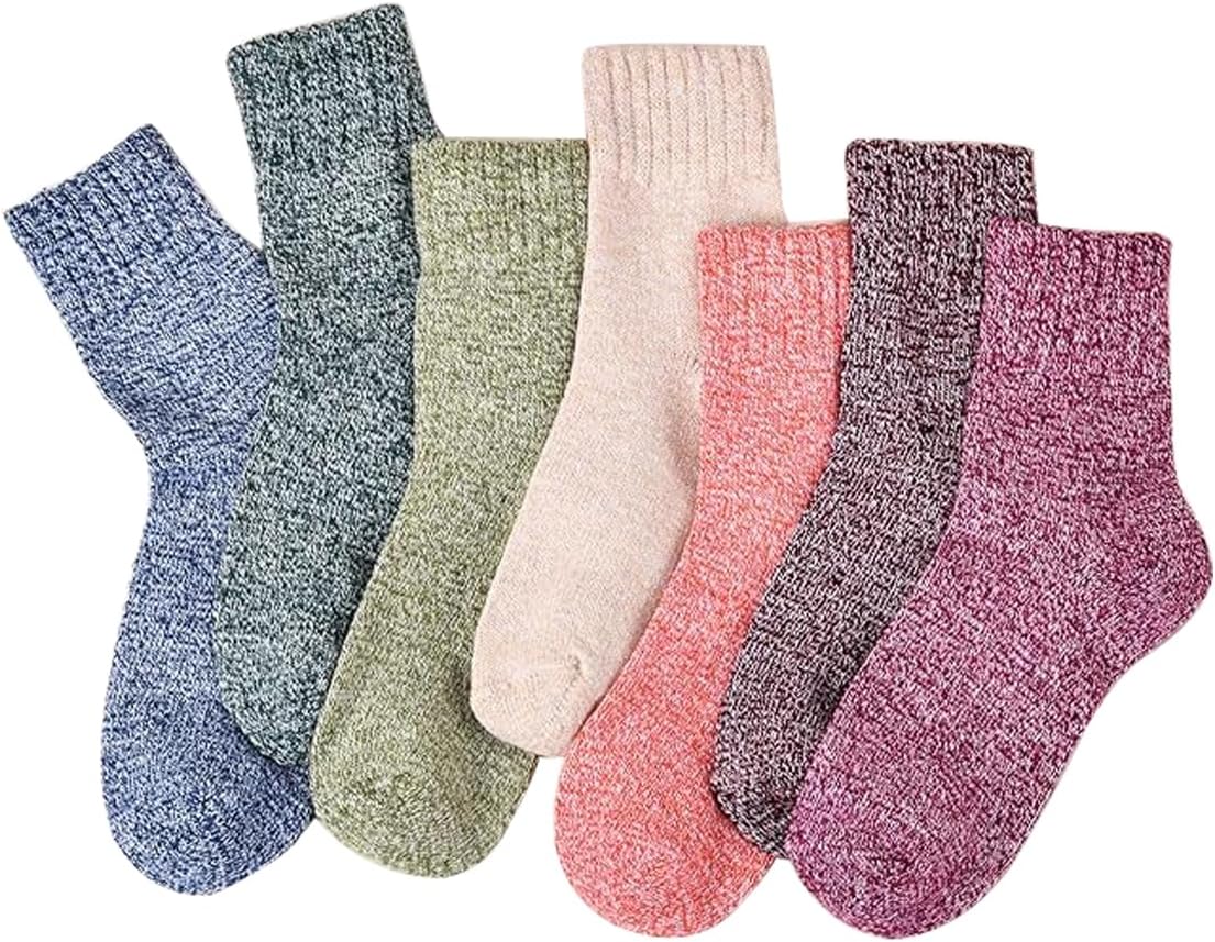 7 Pares Calcetines de invierno para mujer, Calcetines de Lana Invierno ...