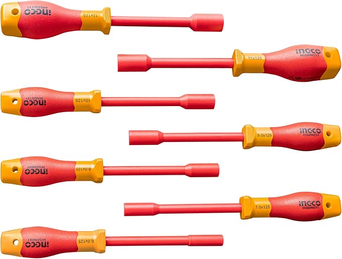 INGCO 7Pcs Insulated Nut Screwdriver Set VDE Insulated Nut Driver ...