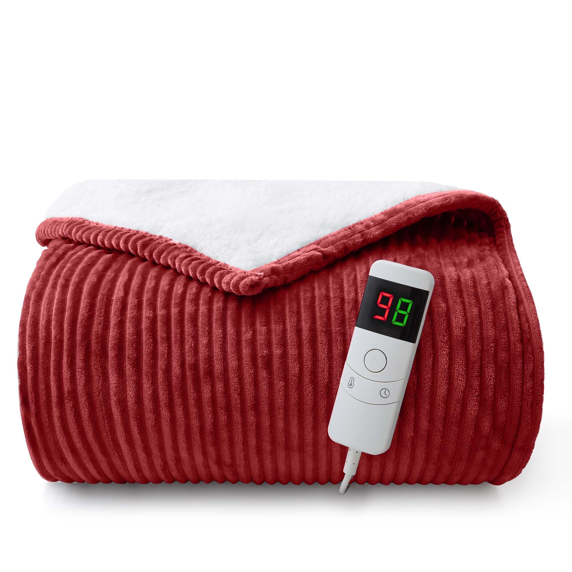 Amazon.com: DAICO Heated Blanket Electric Throw, Flannel Sherpa ...