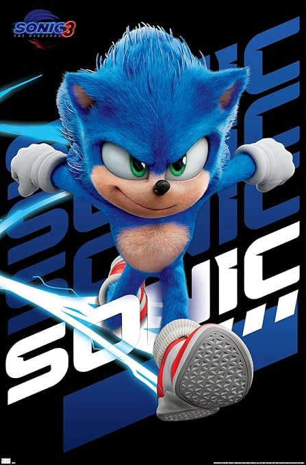 Amazon.com: Sonic The Hedgehog 3 - Sonic Wall Poster, 34L" x 22.4W ...