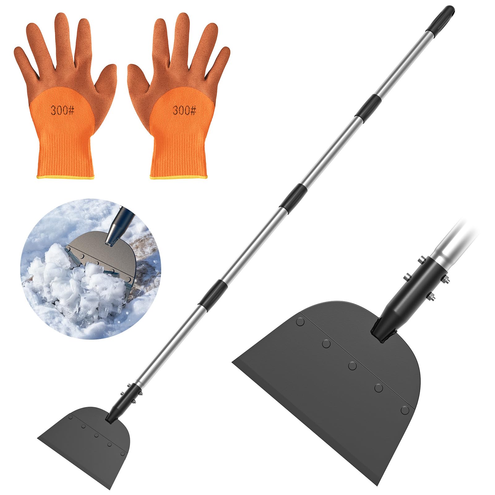 Ice Shovel, Ice Scraper, Flat Shovel,68 inch Snow Ice Chopper for ...