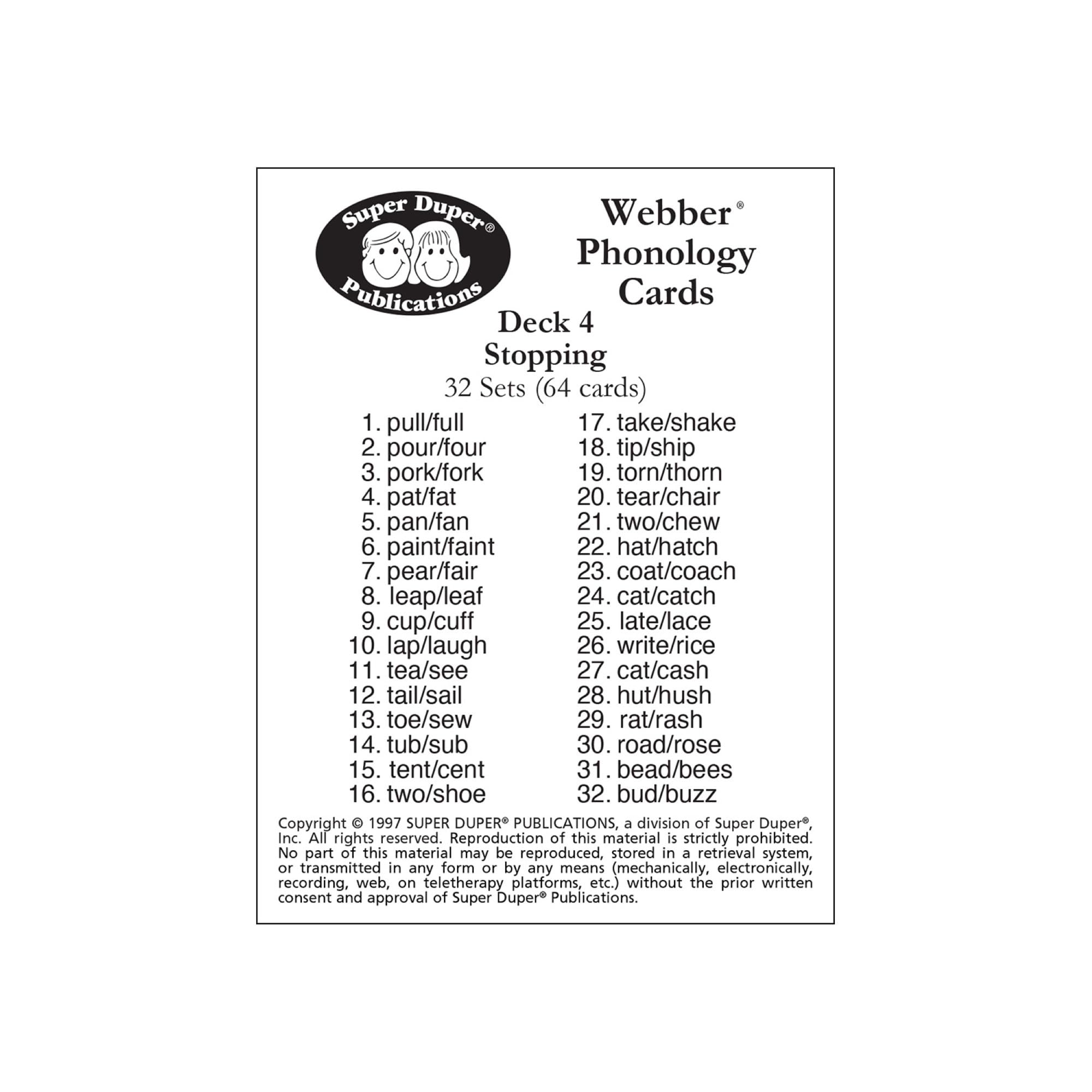 Speech Therapy Cards Phonological Processes Cards Webber Photo ...