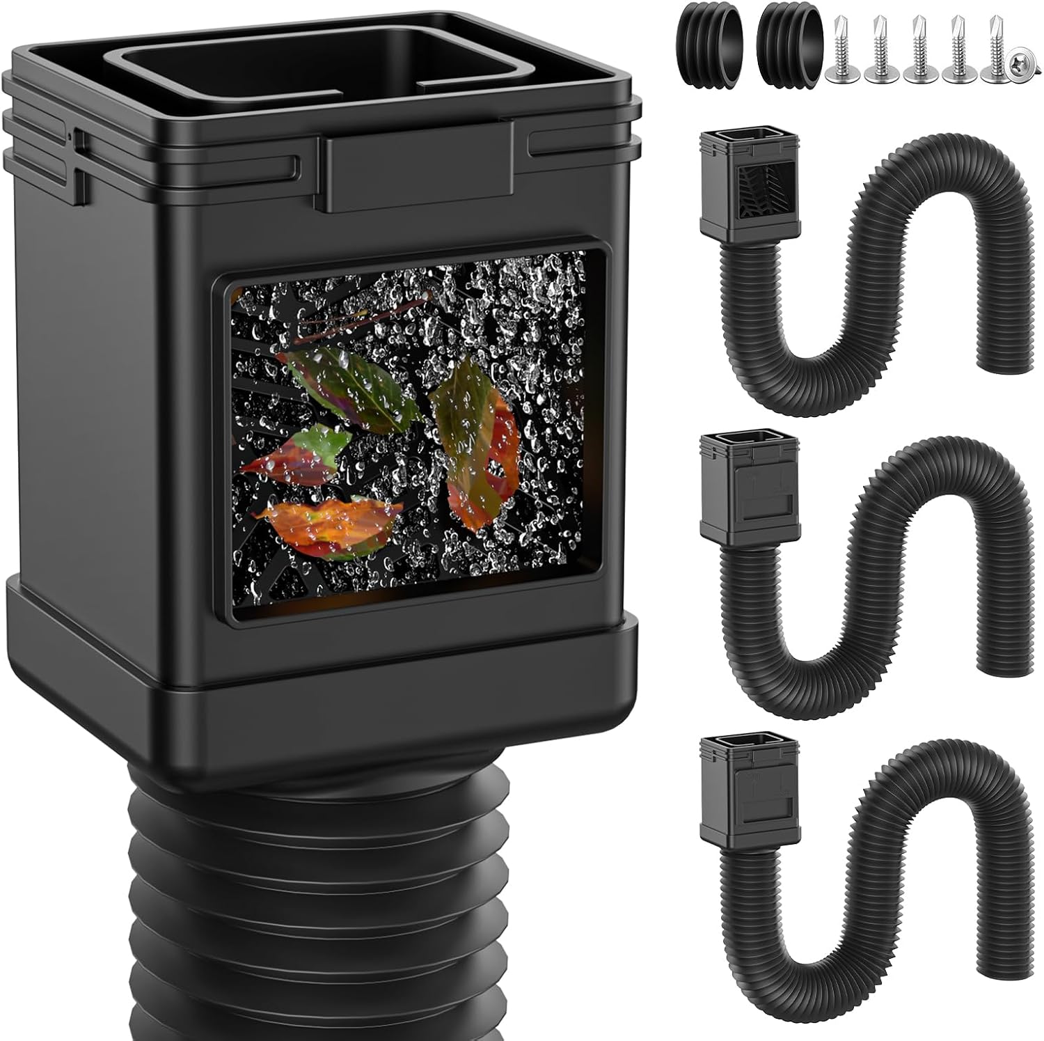 VA1KENE 3-Pack Gutter Downspout Extensions with Leaf Filter, Extra Long ...
