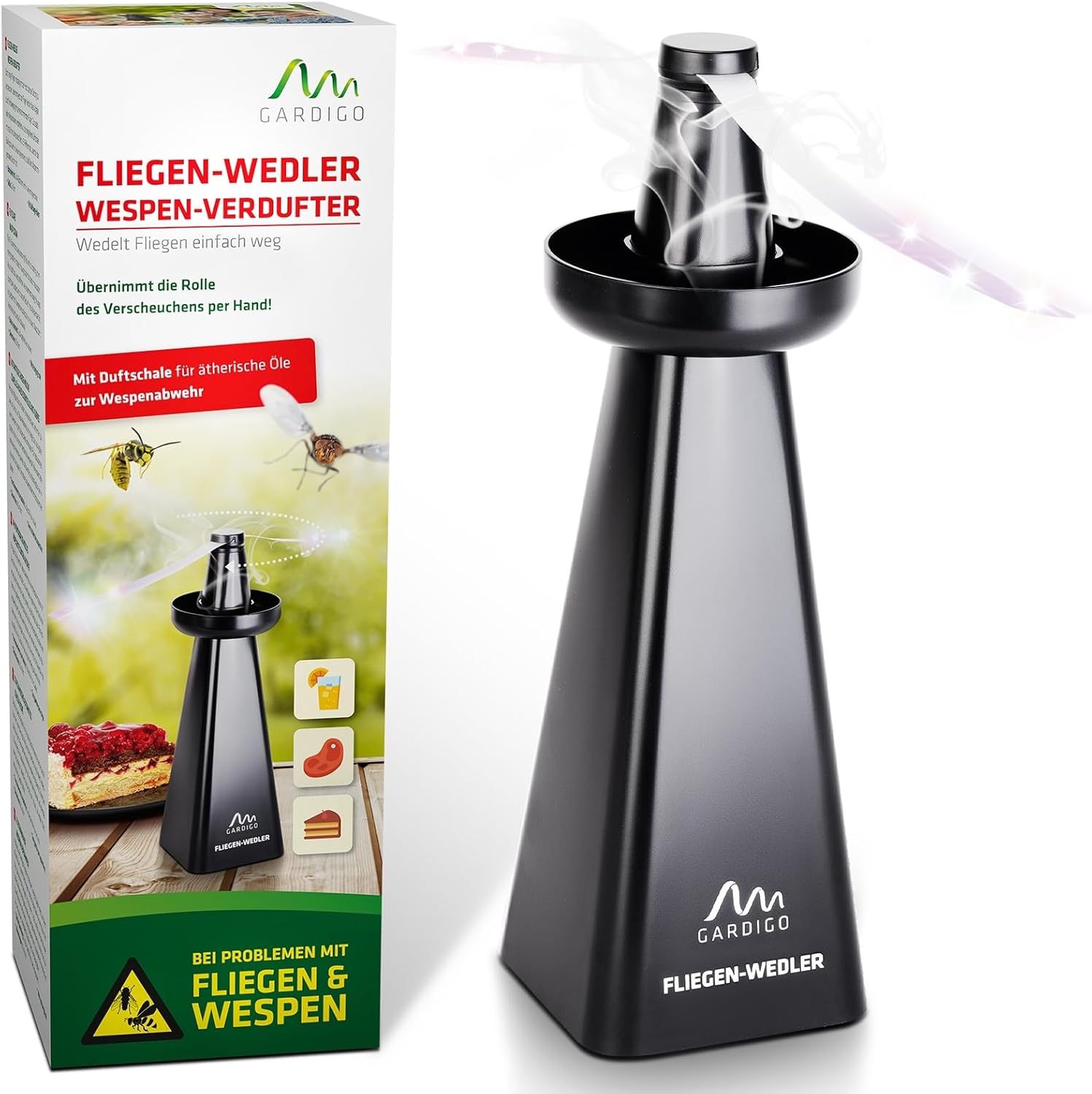 GARDIGO® Fly Repellent Fan with Wasp Repellent Bowl | Unique Wasp ...