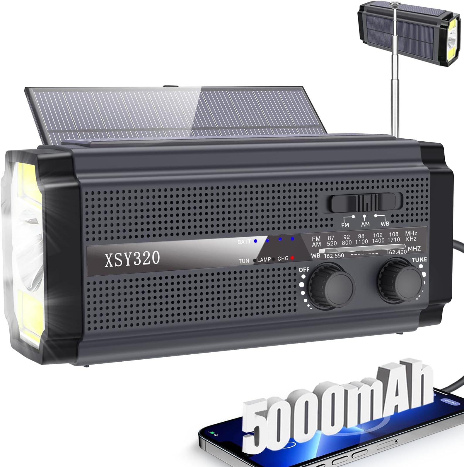 Amazon.com: Supersonic SC-1095ER Emergency Solar/Hand Crank Radio w ...