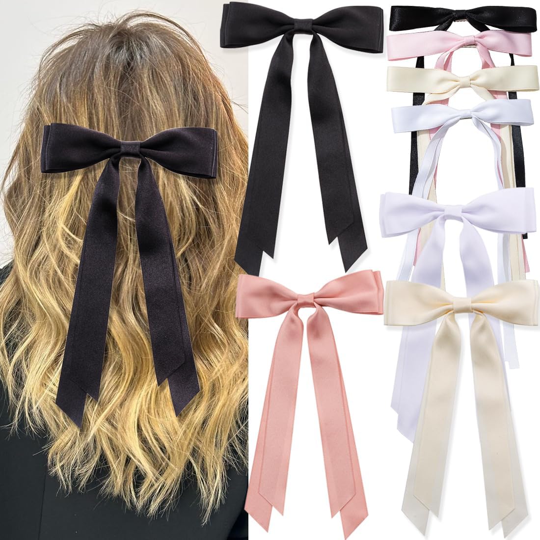Amazon.com : Hair Bows Set: 8 PCS Bow-knot Clips for Thick & Thin Hair ...