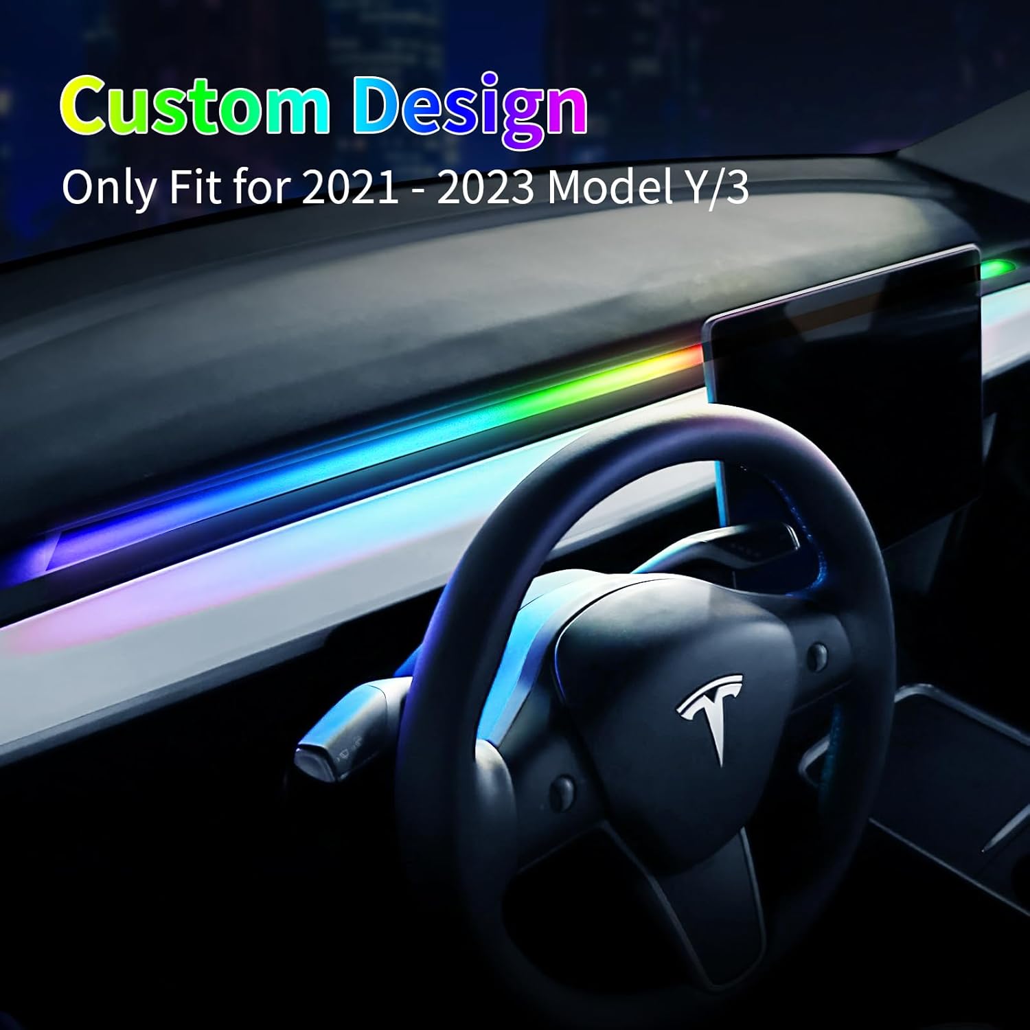 Tesla Model 3Y – Luces de neón interiores para tablero, tira de luces ...