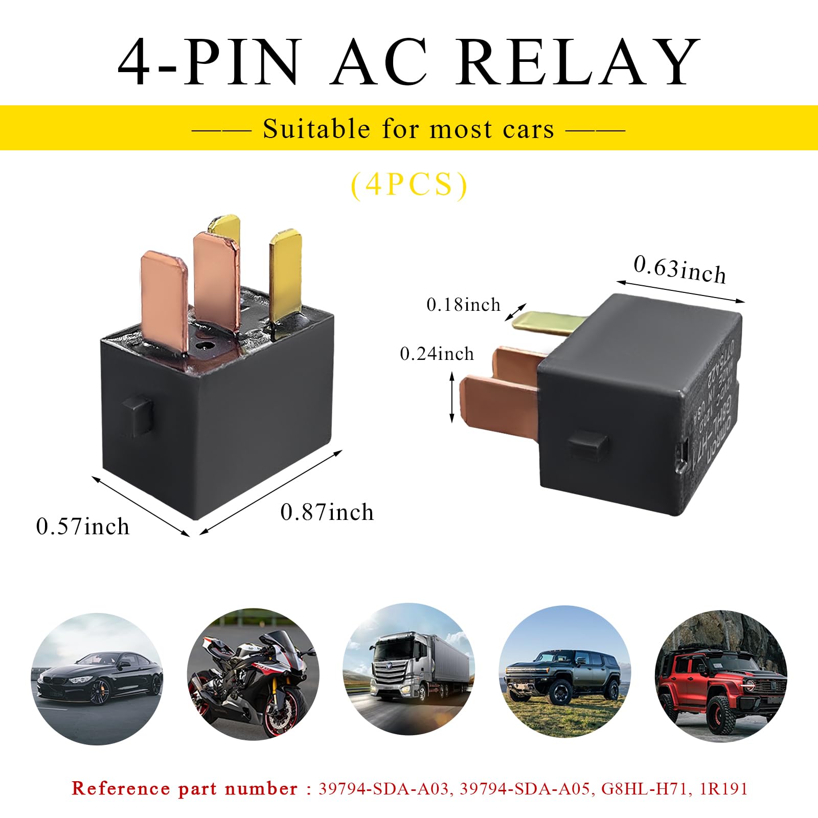 Snapklik.com : KVAEY Car AC Relay, G8HL-H71 4 Pin Multiple Use Power ...