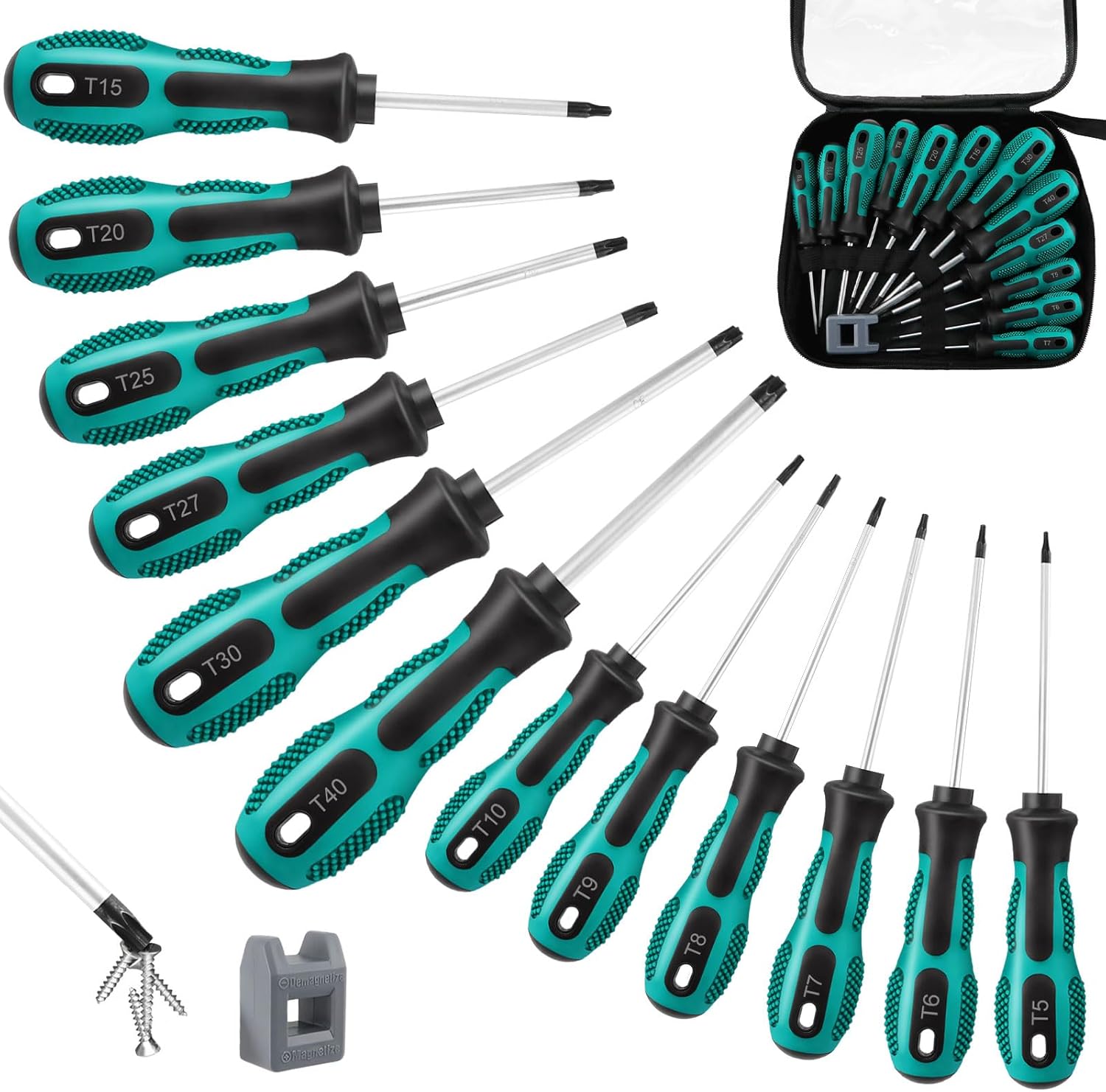 Magnetic Torx Screwdriver Set 12pcs, T5 - T40 Tamperproof Torx Driver ...