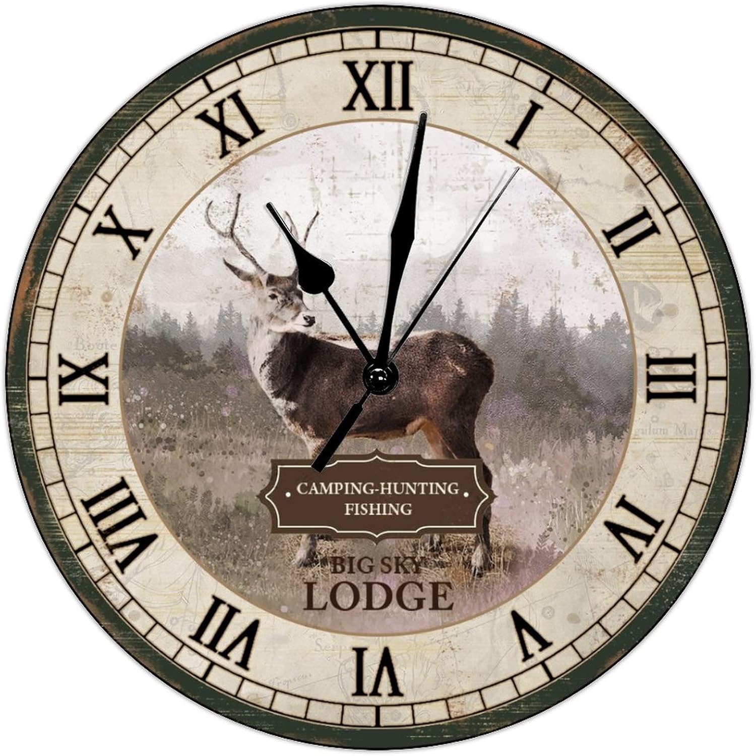 Amazon.com: Rustic Deer Themed Wall Clock Hunting Lodge Moose Elk Decor ...