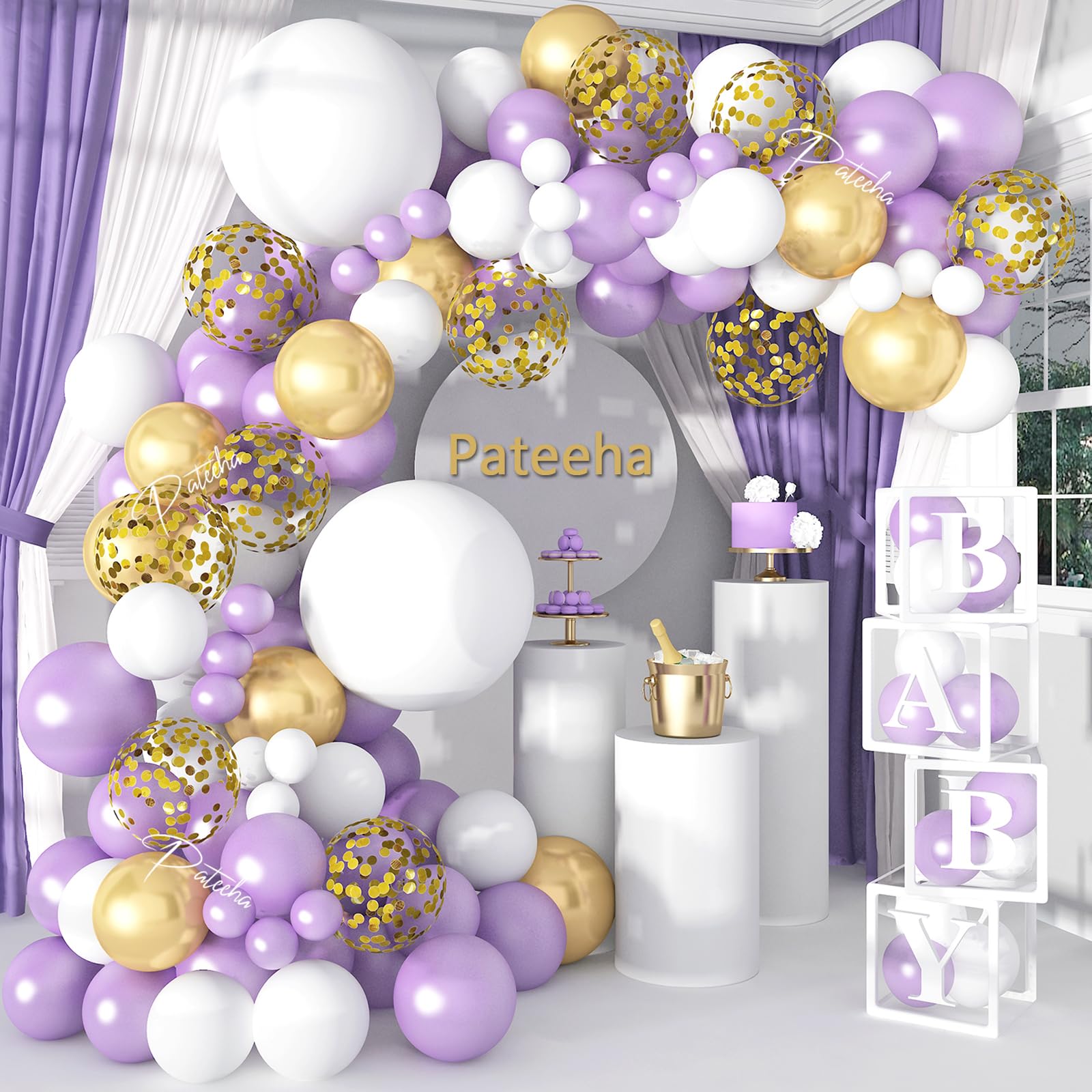 Pateeha Purple Balloon Arch Kit 130pcs Pearl Purple And Gold ...