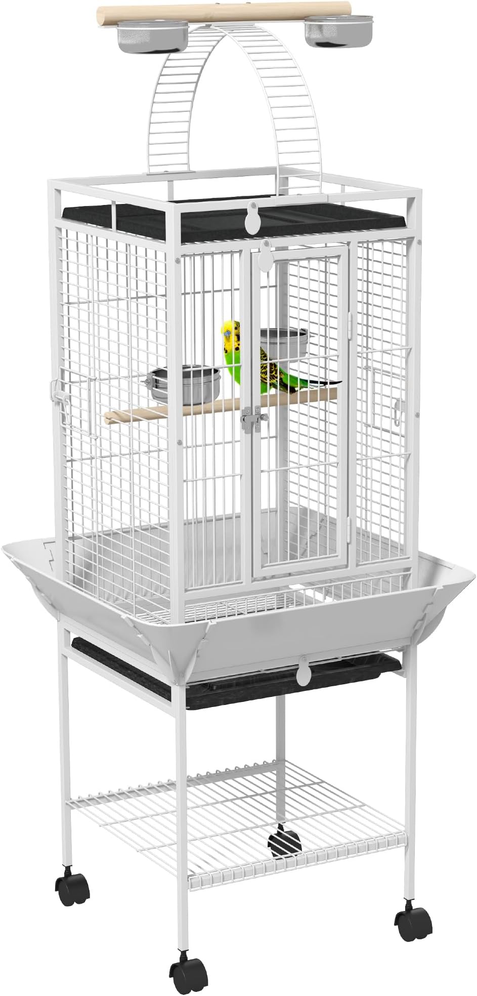 PawHut 61.5 Inch Bird Cage Parakeet House for Cockatiel with Stand ...