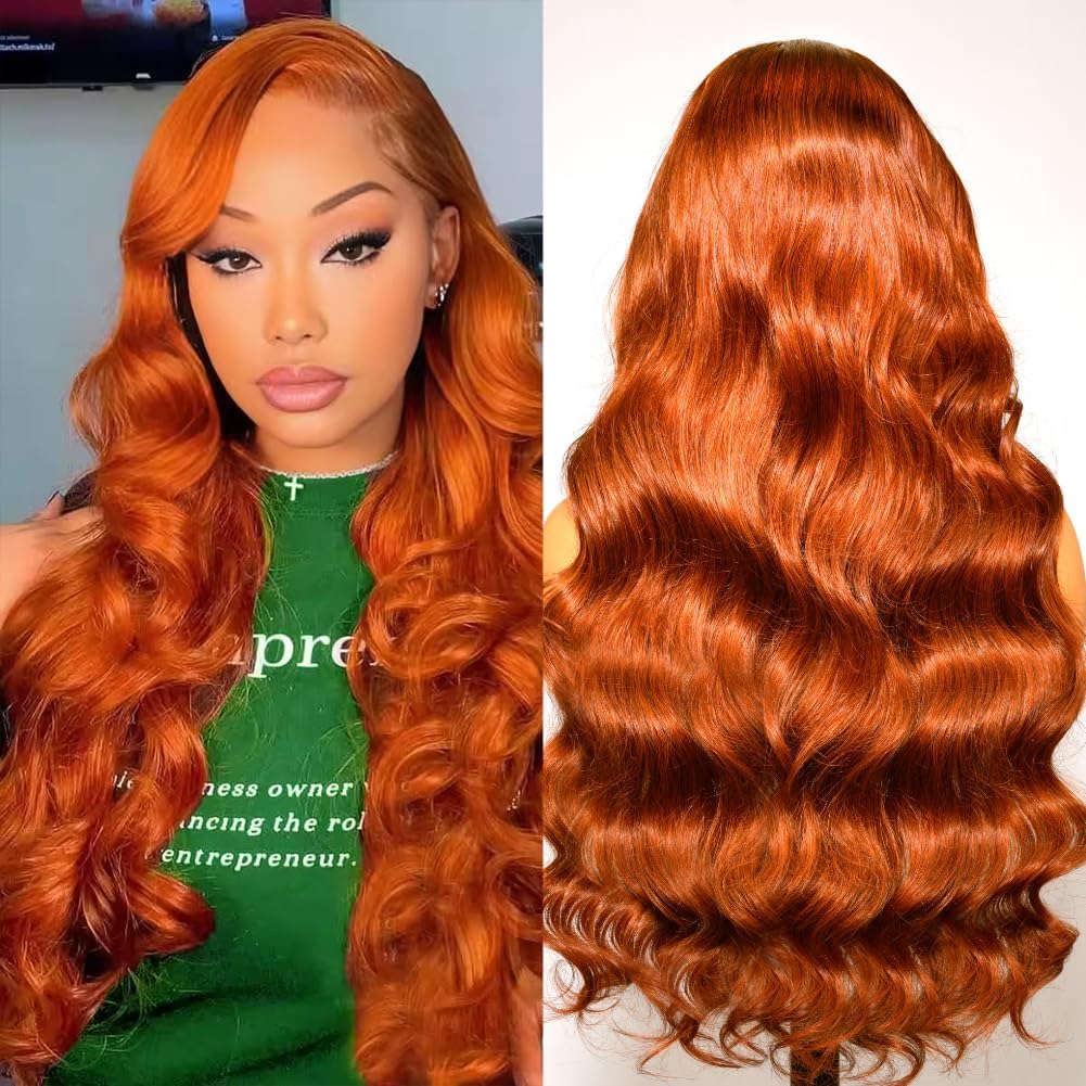 Amazon.com : Bilisar 30 Inch Ginger Wig Human Hair 13x6 Deep Wave Lace ...