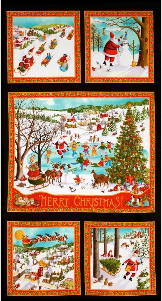 Amazon.com: 44'' Wide Moda Winter Wonderland Panel Black Fabric By The ...