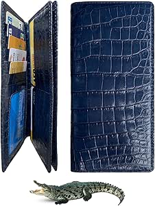 Amazon.com: Long Wallets For Men Navy Blue Alligator Exotic Skin ...