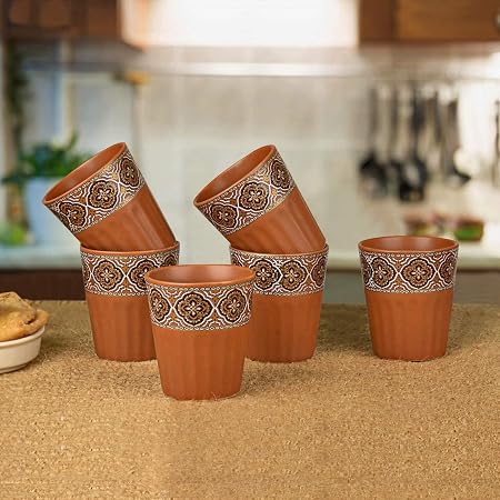 Buy CLOTIX Ceramic Kulhad Set Cups Handmade Kullad Tea Set | Kulhad ...