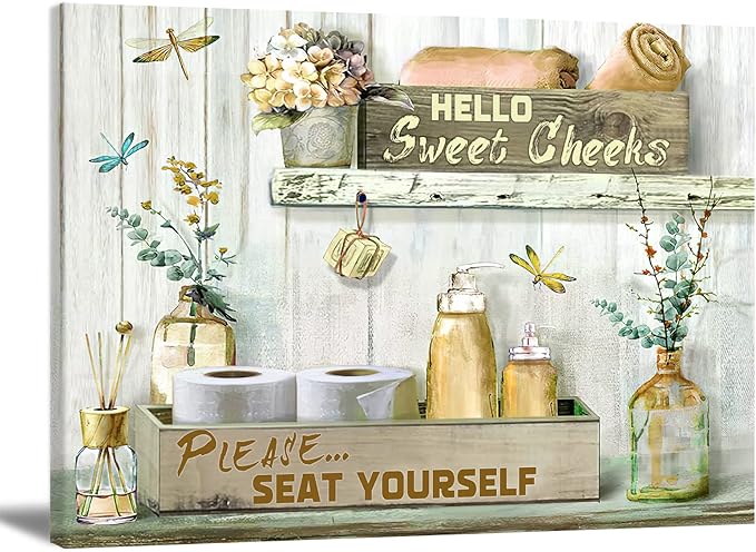 Rustic Bathroom Wall Art Farmhouse Toilet Wall Decor Funny Bathroom ...
