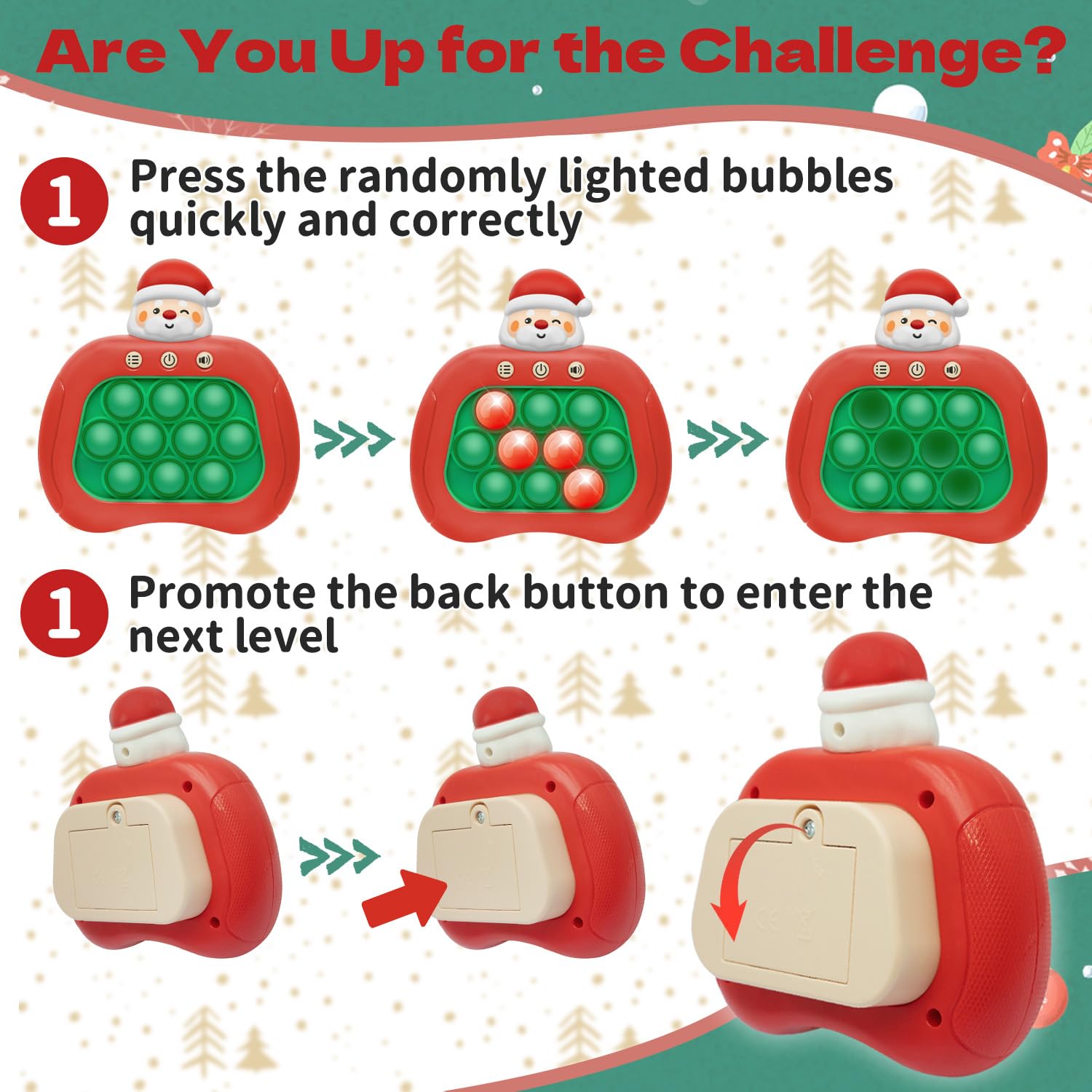Snapklik.com : Pop Fidget Game Toys For Christmas, Santa Claus Light Up ...