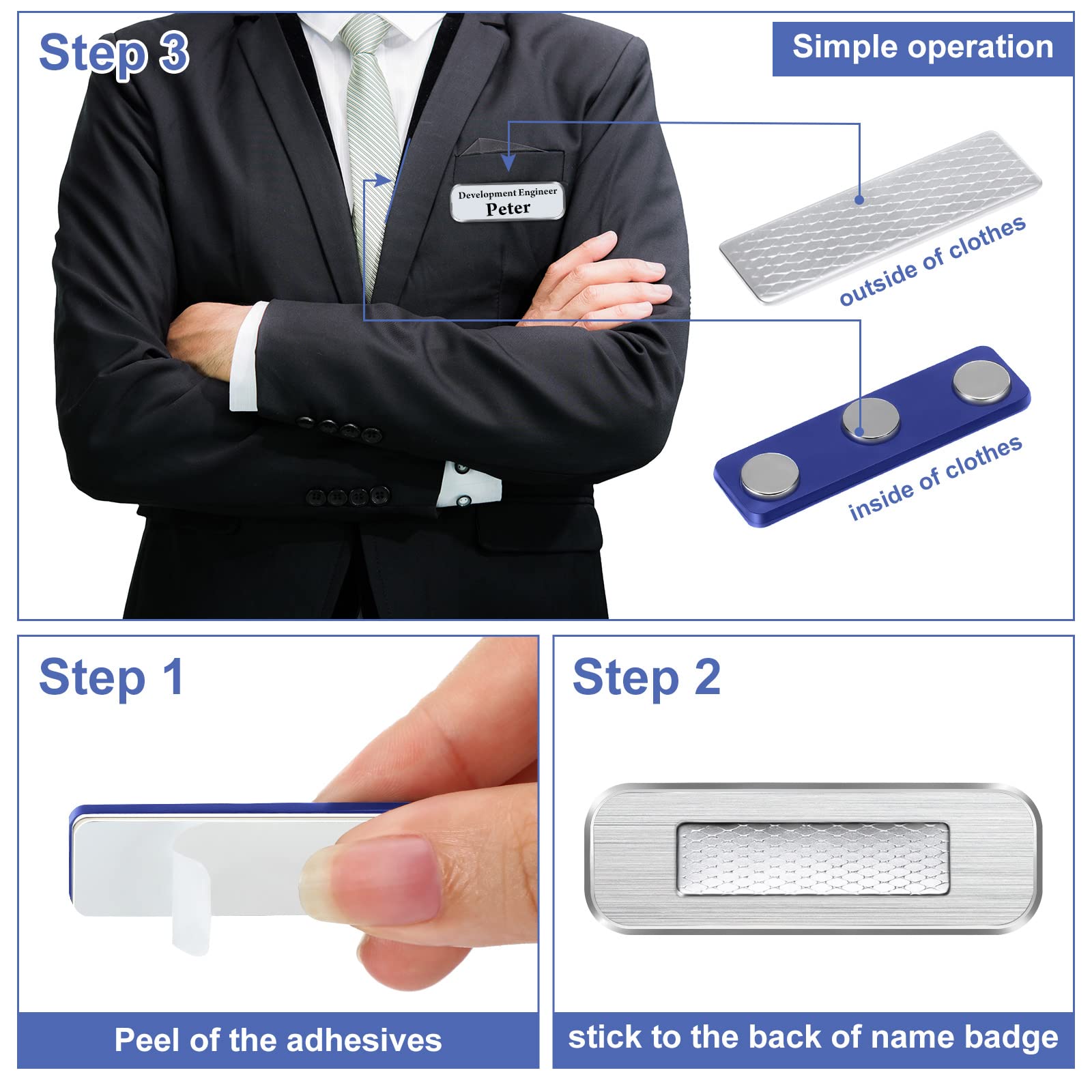 Snapklik.com : Mtlee 100 Packs Name Tag Magnets Magnetic Name Badge ...