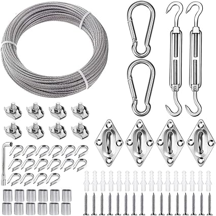 Amazon.com: TooTaci Sun Shade Sail Hardware Kit with 50ft 1/8 Coated ...