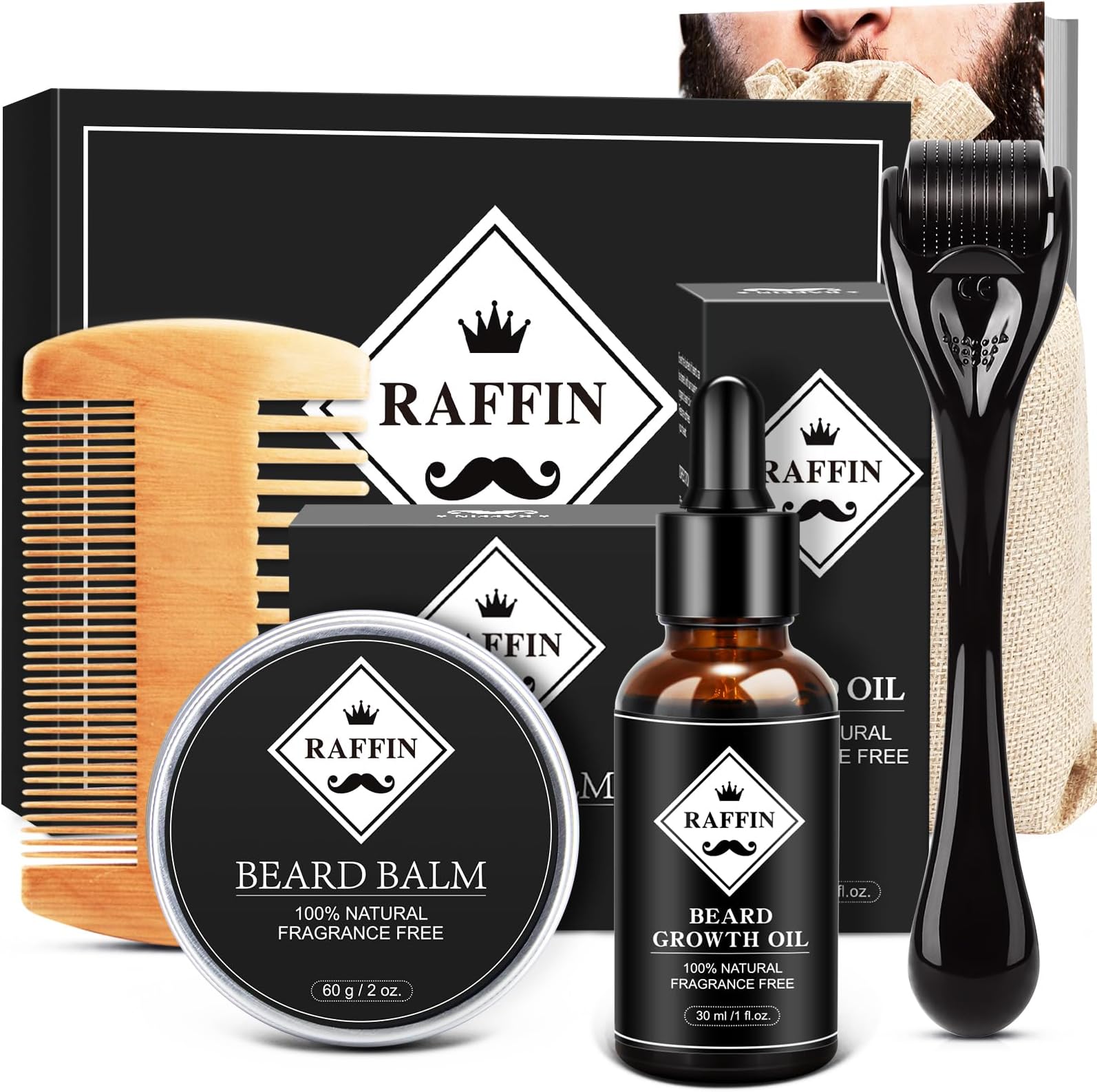 Amazon.com : RAFFIN Beard Growth Kit, Beard Kit for Men with Beard ...