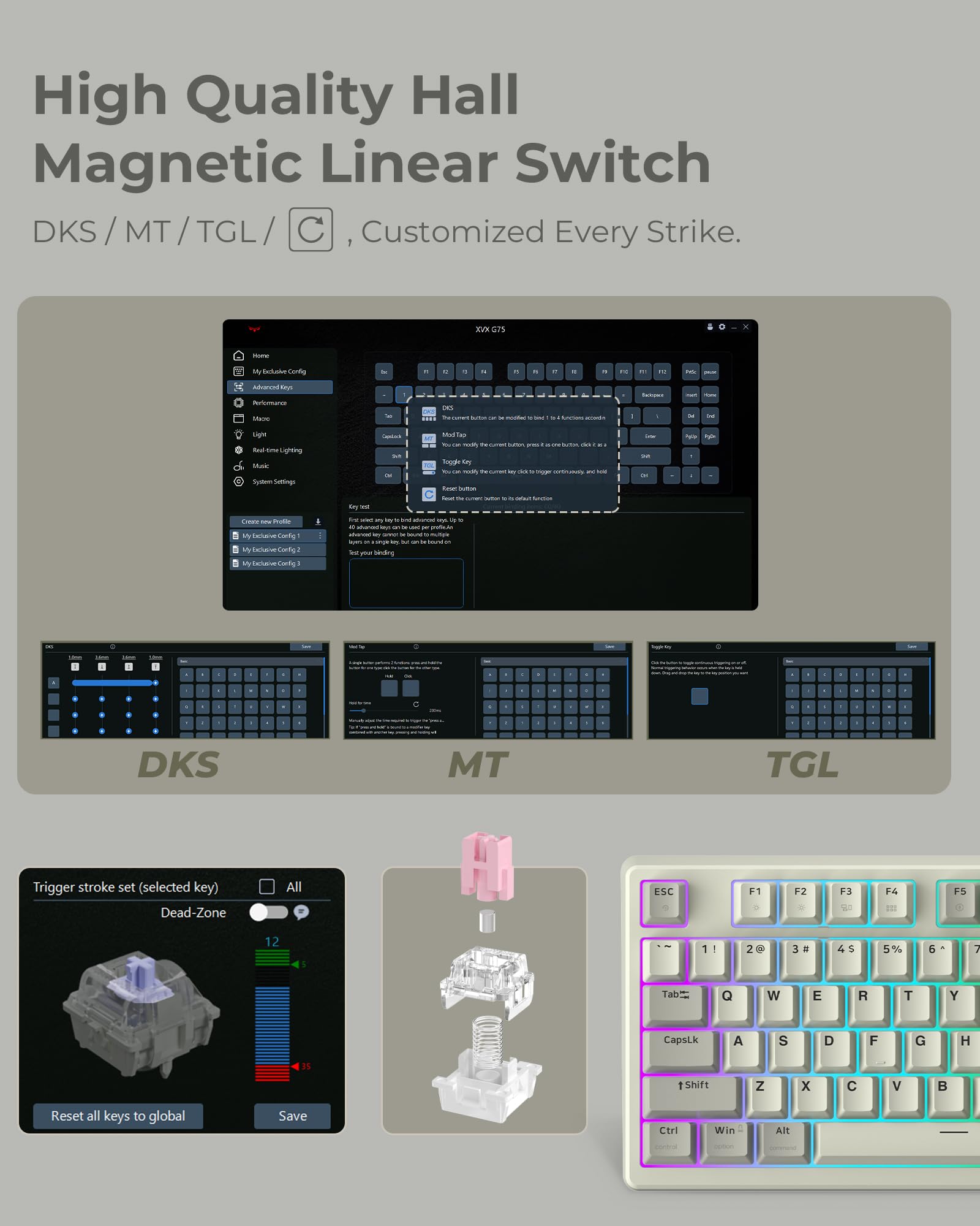 Snapklik.com : OHY Rapid Trigger Gaming Keyboard,XVX G75 Hall Effect ...