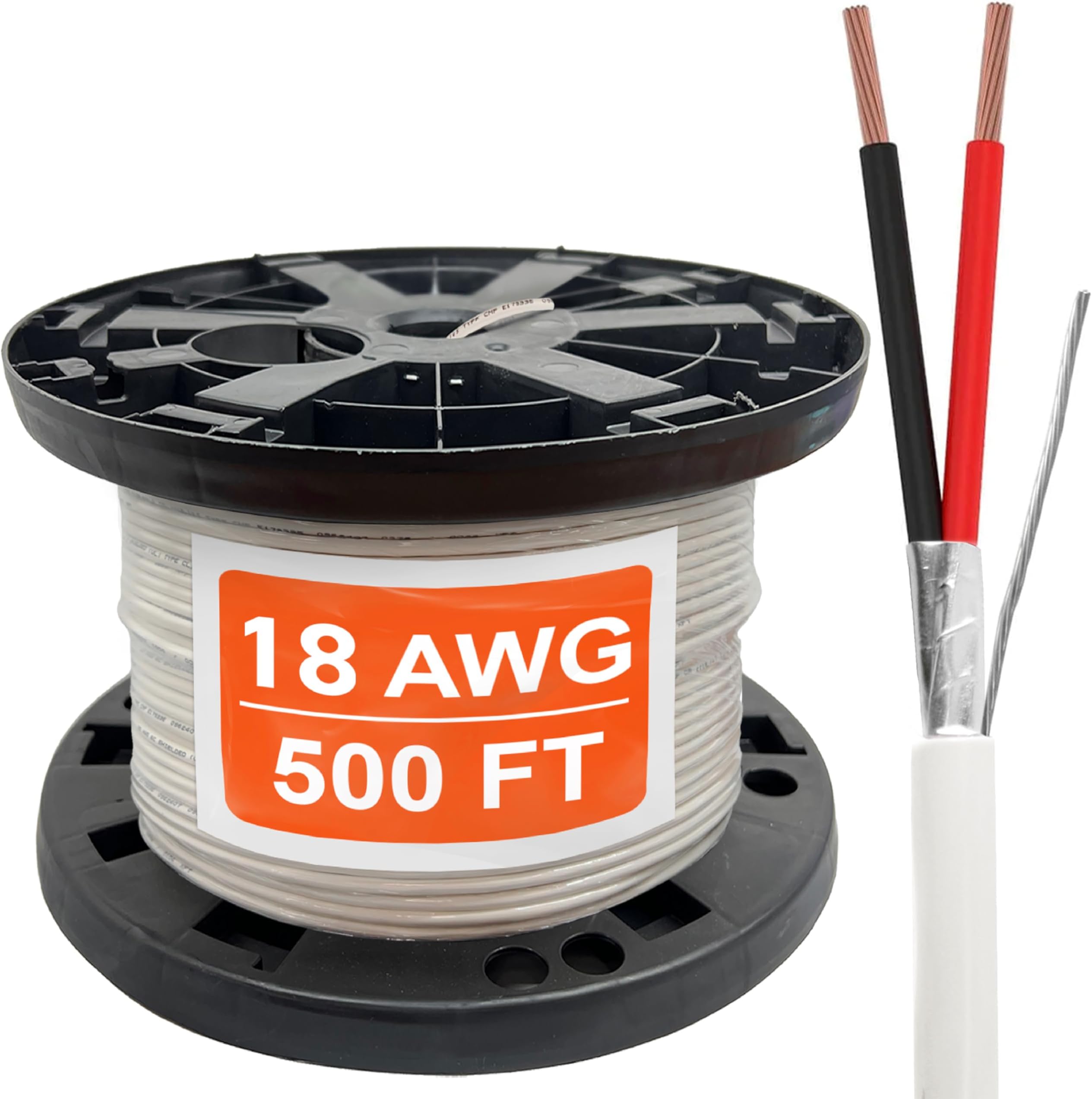 500ft 18/2 Shielded CCA Security Alarm Control Wire Stranded PVC Jacket ...