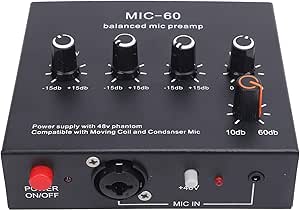 Microphone Preamp Mic Gain Booster, Music Audio Equalizer Sound Card ...