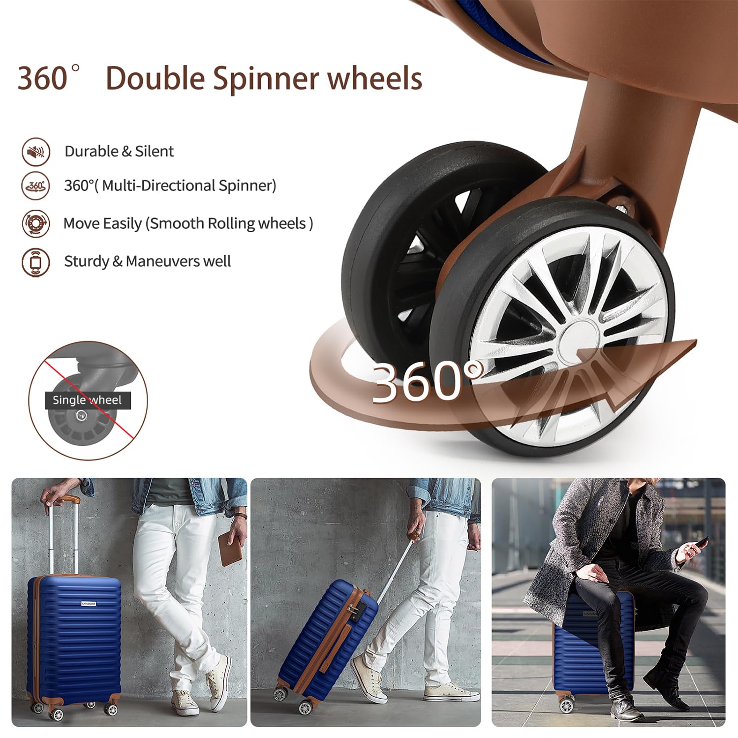 Lulusail LARVENDER Luggage Sets 4 Piece, Expandable(Only 24"&28") ABS ...