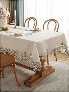 Amazon.com: QWINEE 1Pc Flower Embroidered Tablecloth,Rectangular ...