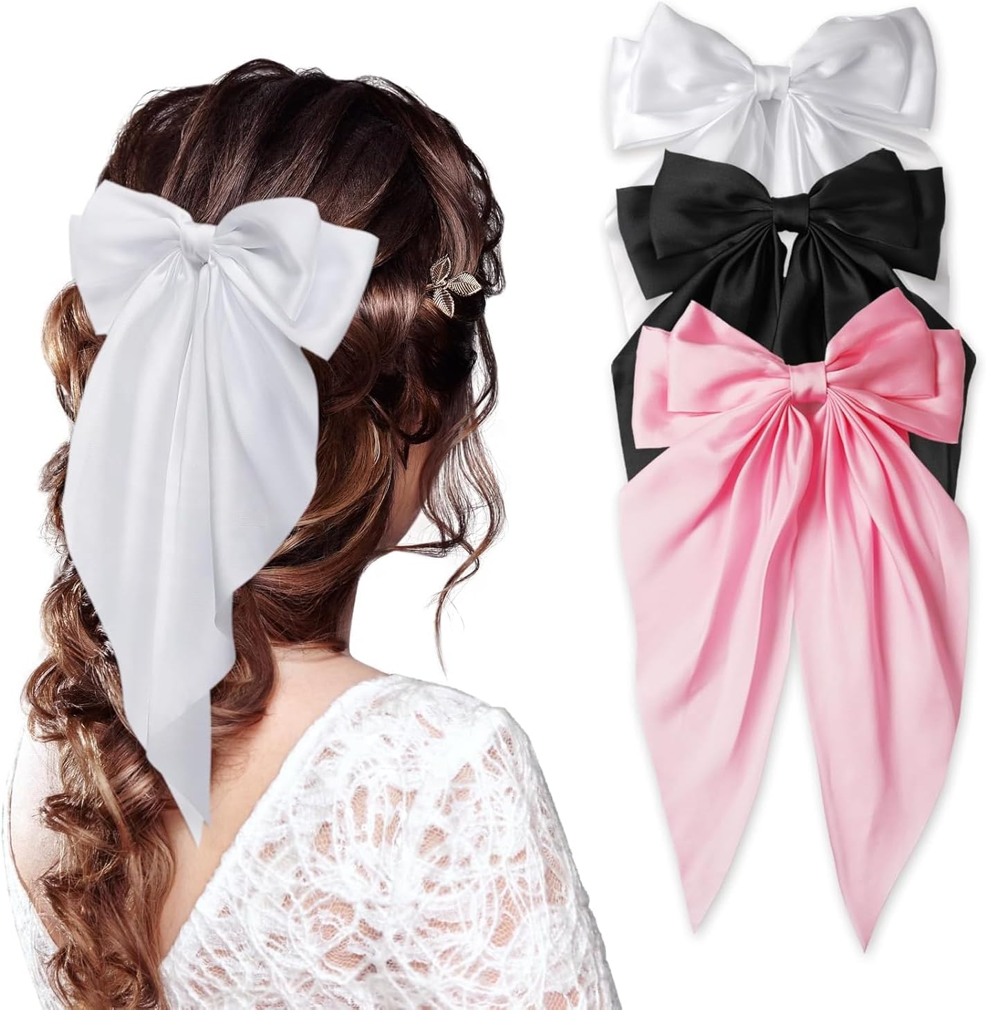 Amazon.com : Seneeel 6 PCS Oversized Hair Bows, Big Bows for Girls and ...