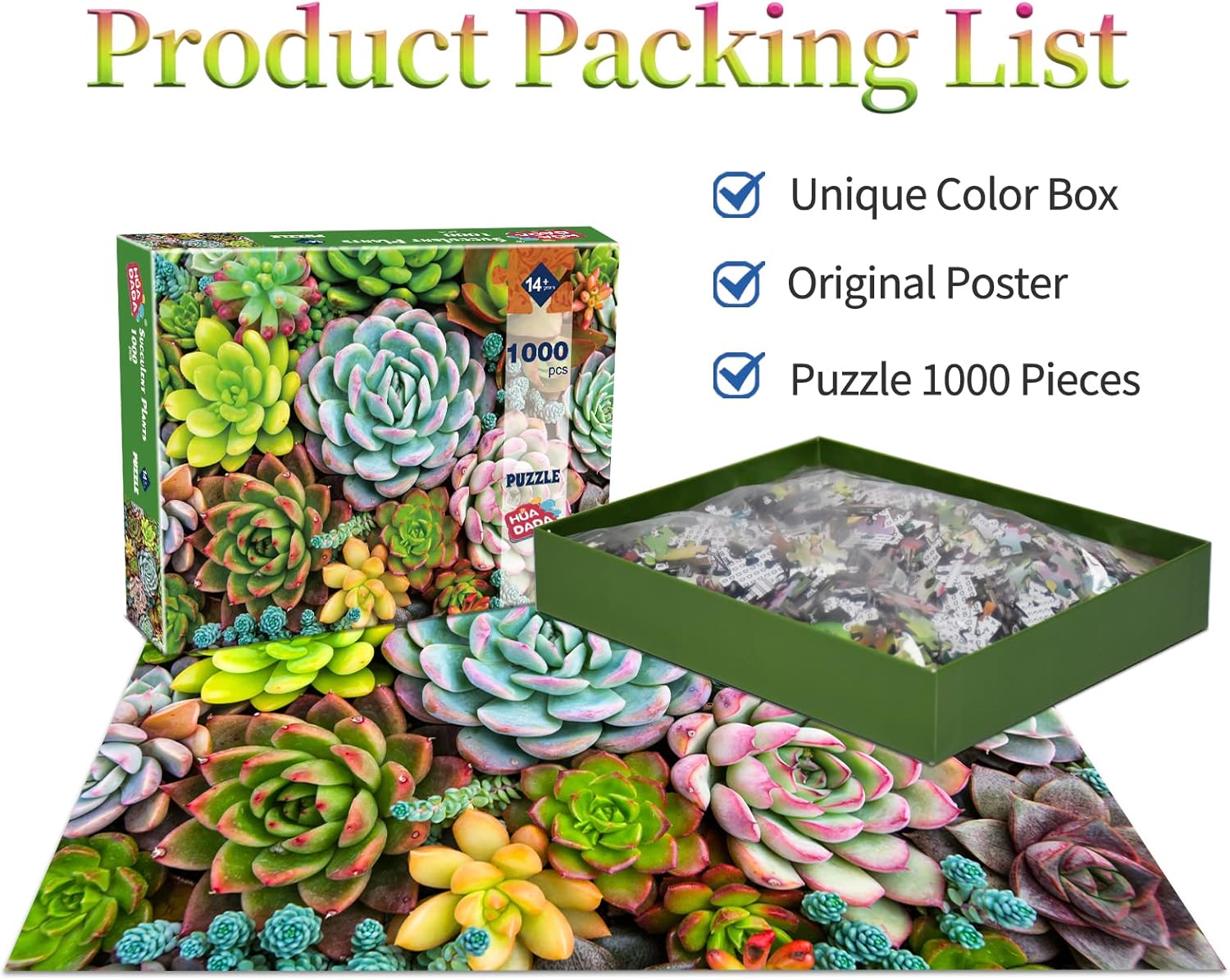 Buy HUADADA Jigsaw Puzzles 1000 Pieces, Succulent Plants Puzzles for ...