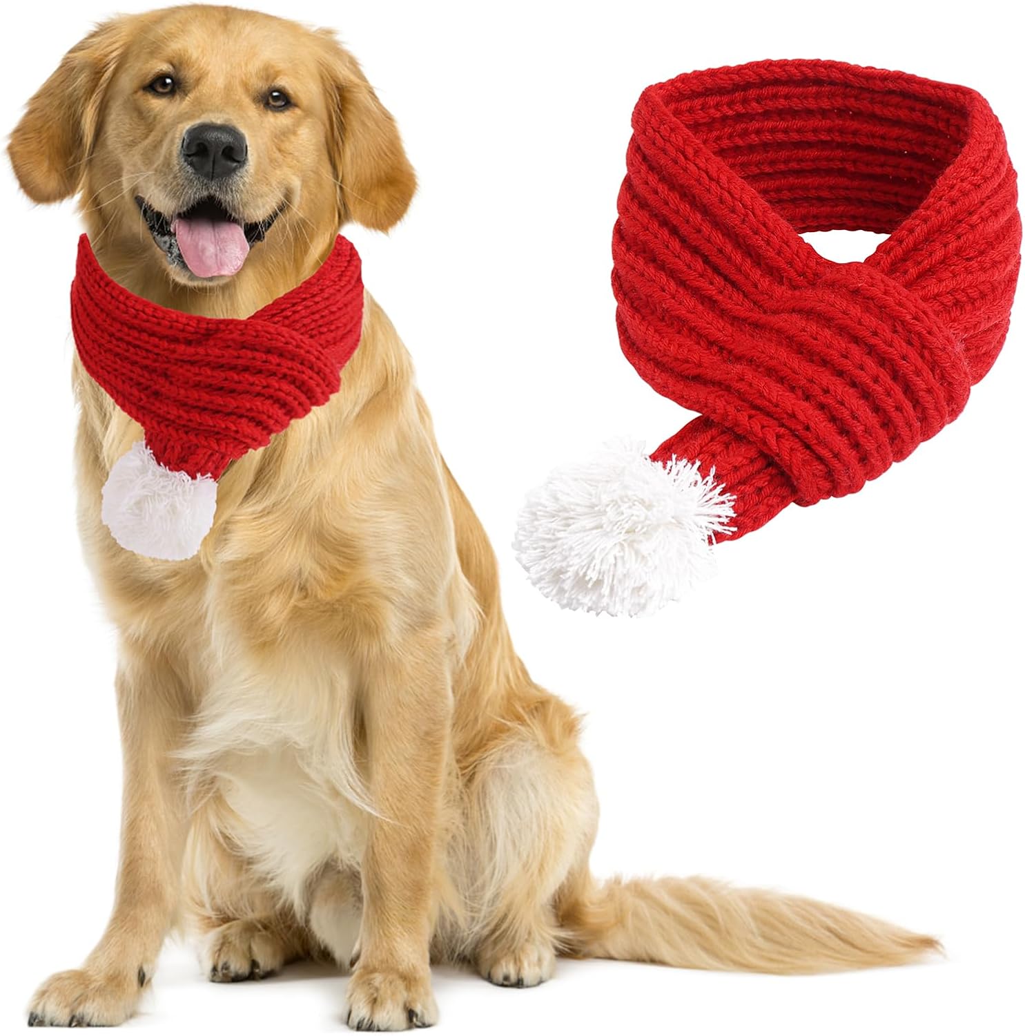 Amaxiu Christmas Cat & Dog Scarf, Knitted Winter Pet Santa Scarf with ...