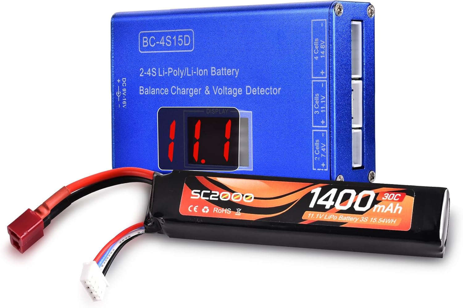 Amazon.com: RunCam 11.1V LiPo Airsoft Battery Combo: 1400mAh Deans ...