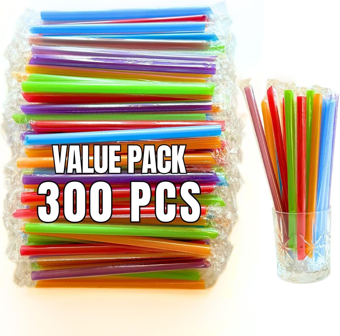 Amazon.com: 300 Pack Mixfinite Jumbo Smoothie Straws Individually ...