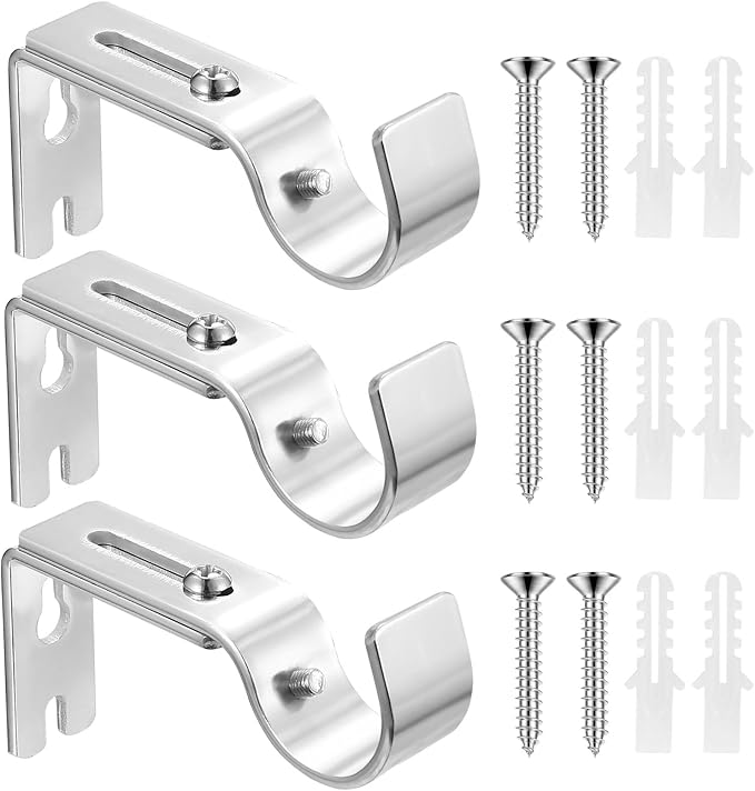 BieMian 3 Pcs Curtain Brackets, Adjustable Curtain Rail , Heavy Duty ...