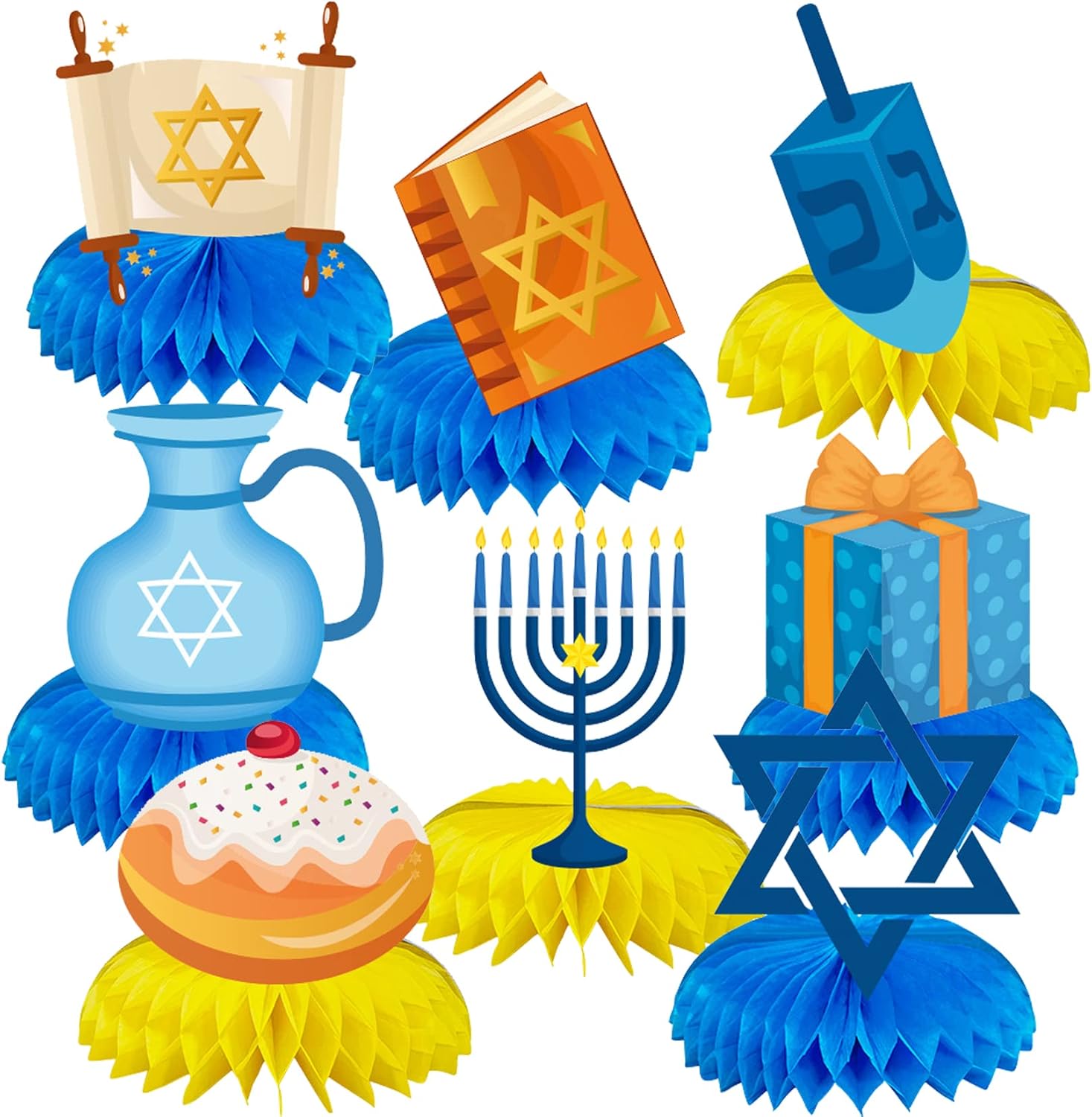 Amazon.com: Hanukkah Honeycomb Table Centerpieces Chanukah Table ...