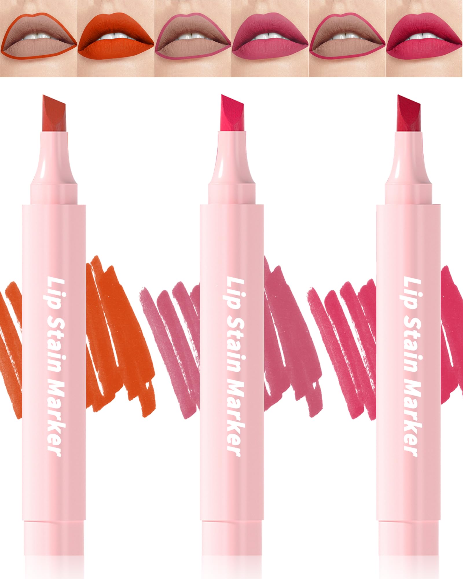 Amazon.com : Lip Liner Stain Marker Pen-3Pcs Pink Brown Rose Lip Stain ...