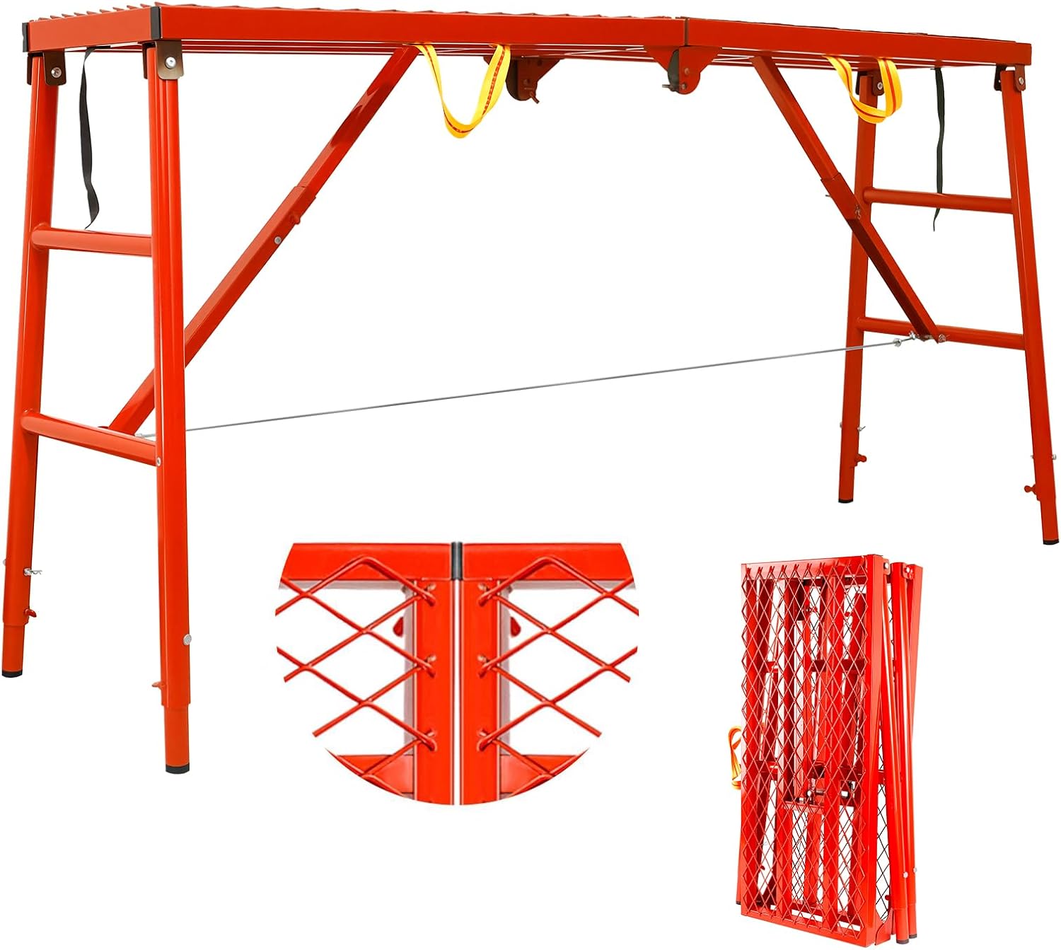 15in Wide Scaffolding Platform, Red Folding Work Platform with ...