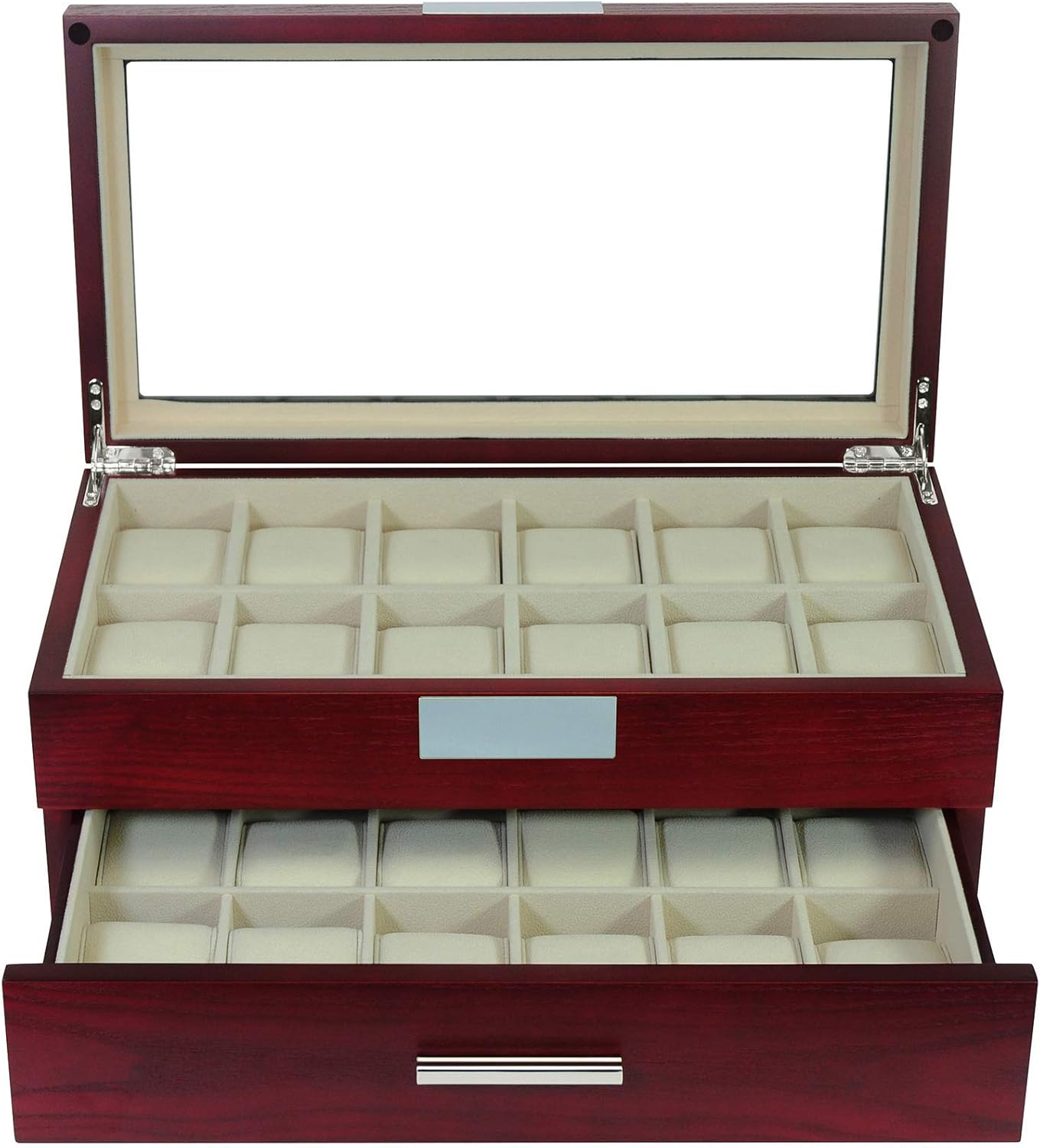 Amazon.com: TIMELYBUYS 24 XL Oversized Extra Large Cherry Wood Watch ...