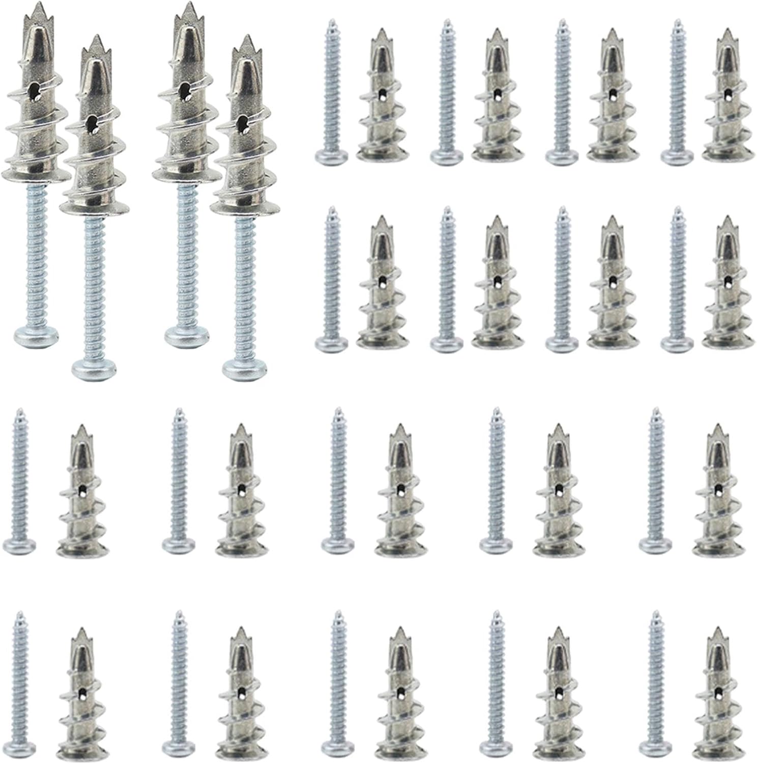 20 Pack Plasterboard Fixings with Screws Metal Self-Drill Plasterboard ...