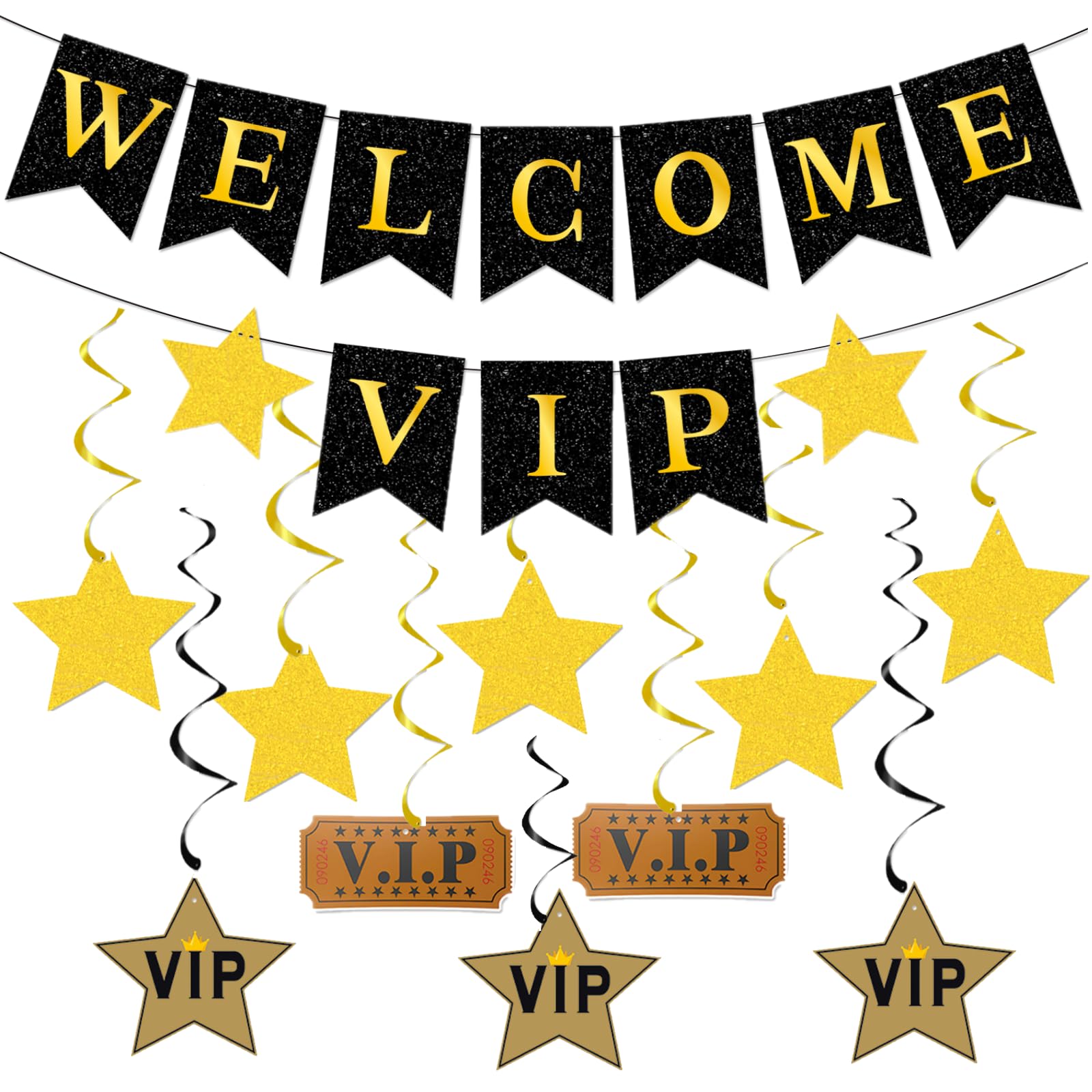 Amazon.com: VIP Red Carpet Decorations,Black Gold Welcome VIP Banner ...