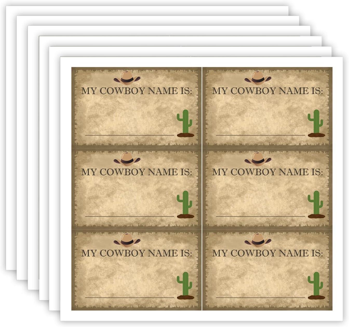 Amazon.com: 300 Pcs Name Tags Cowboy Theme Stickers 2×3 Inch My Cowboy ...