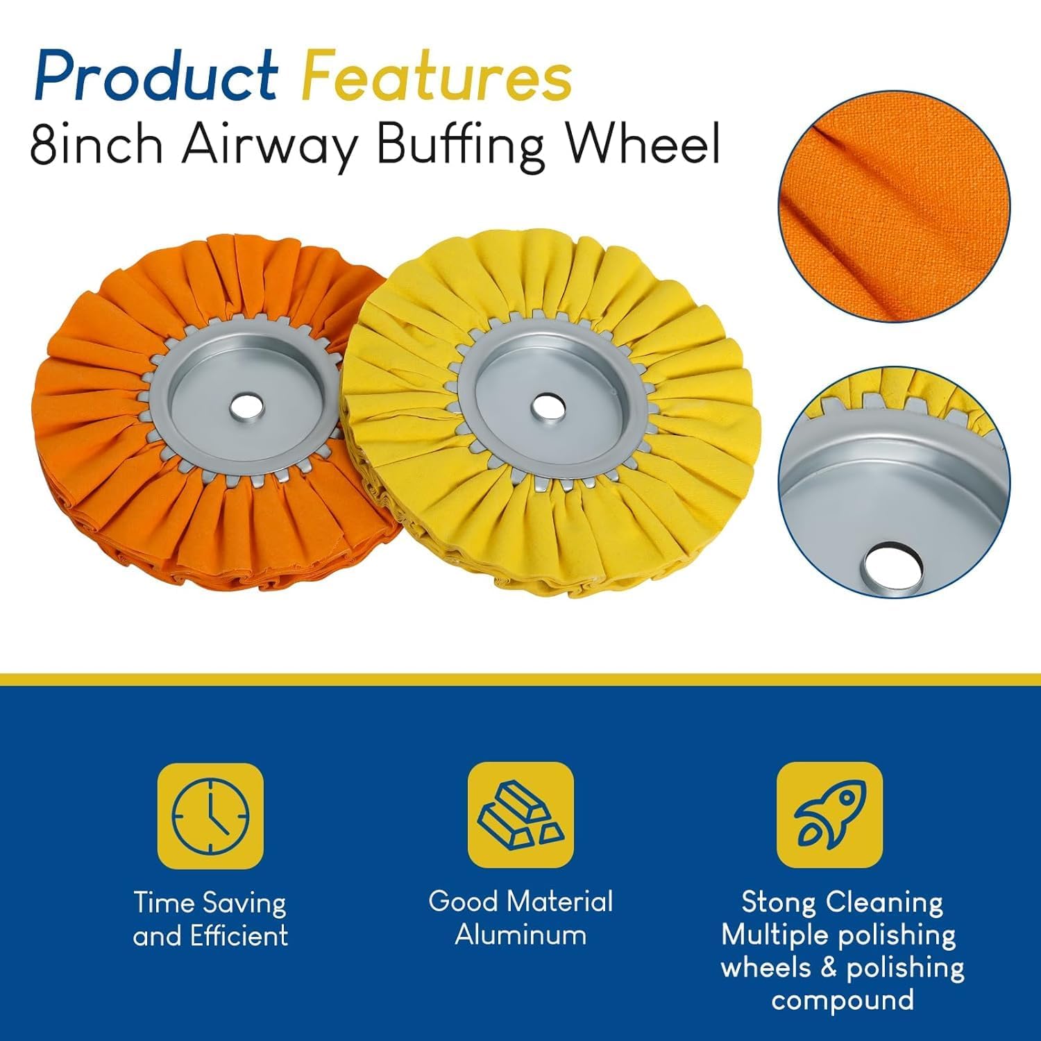 Snapklik.com : 8 Airway Buffing Wheel Kit, 6 Pcs Aluminum Wheel Polishing Kit In Diameter 5/8 ...