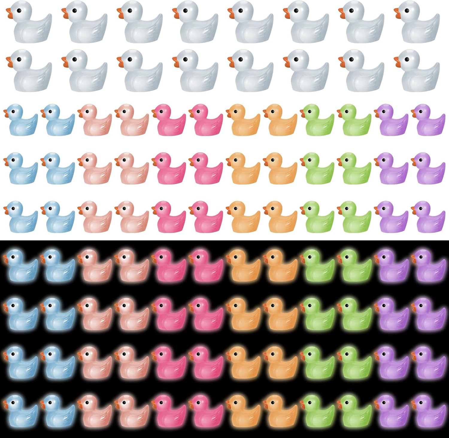 Amazon.com: FRIUSATE 100 PCS Tiny Ducks Miniature Resin Duck Glow in ...