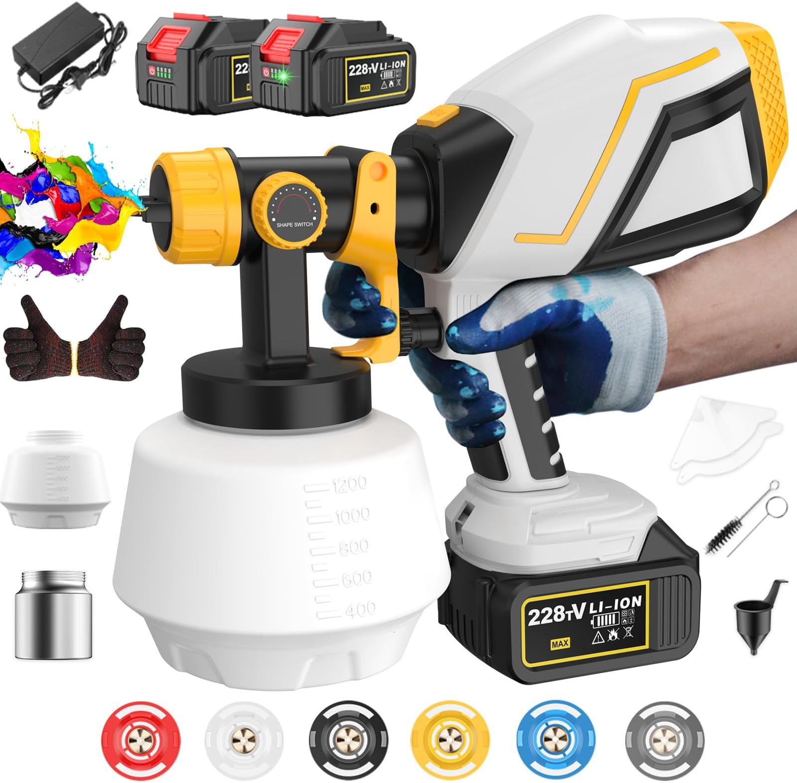 Amazon.com : Cordless Paint Sprayer with 24V 2.0Ah Batteries, HVLP ...