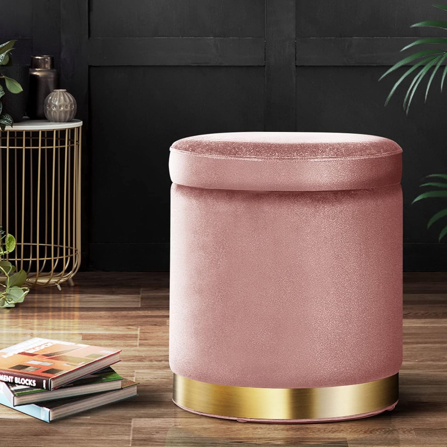 Artiss Ottoman, Round Velvet Storage Ottomans Lounge Footstool Foot ...