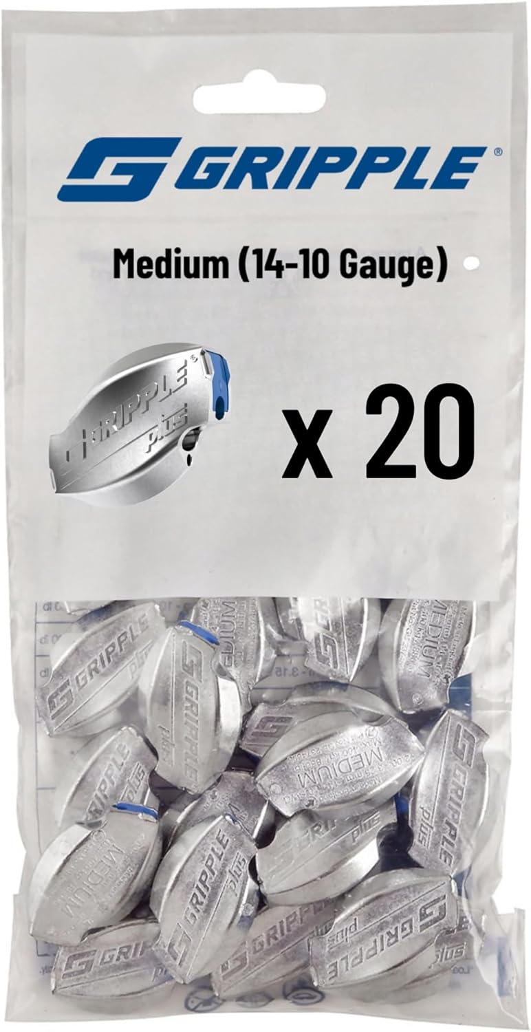 Gripple Plus Medium 20 Pack | Wire Joiner | Wire Tensioner | Works with 10-14 Gauge Wire & 15.5 ...