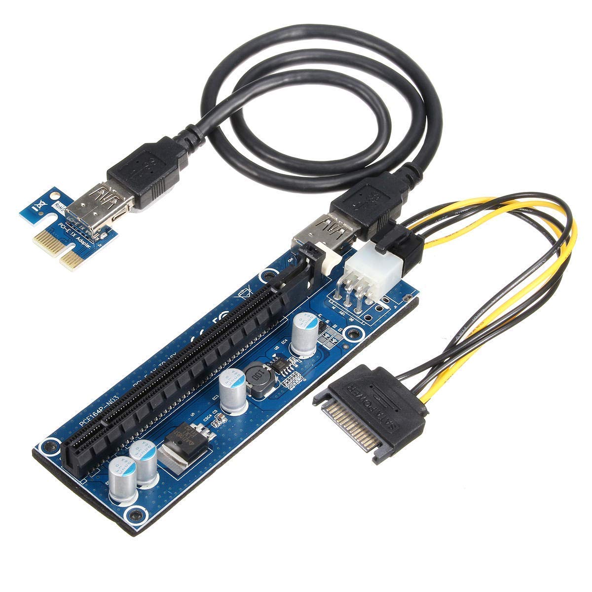 Xsentuals PCI-E Express 1x to 16x USB 3.0 Extender Riser Card Adapter w ...